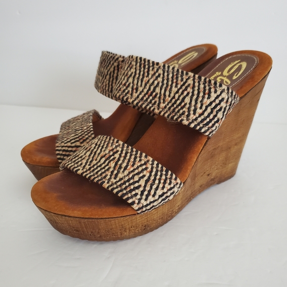 Sbicca | Shoes | Sbicca Jute Double Strap Wedge Sandals Sz 39 | Poshmark